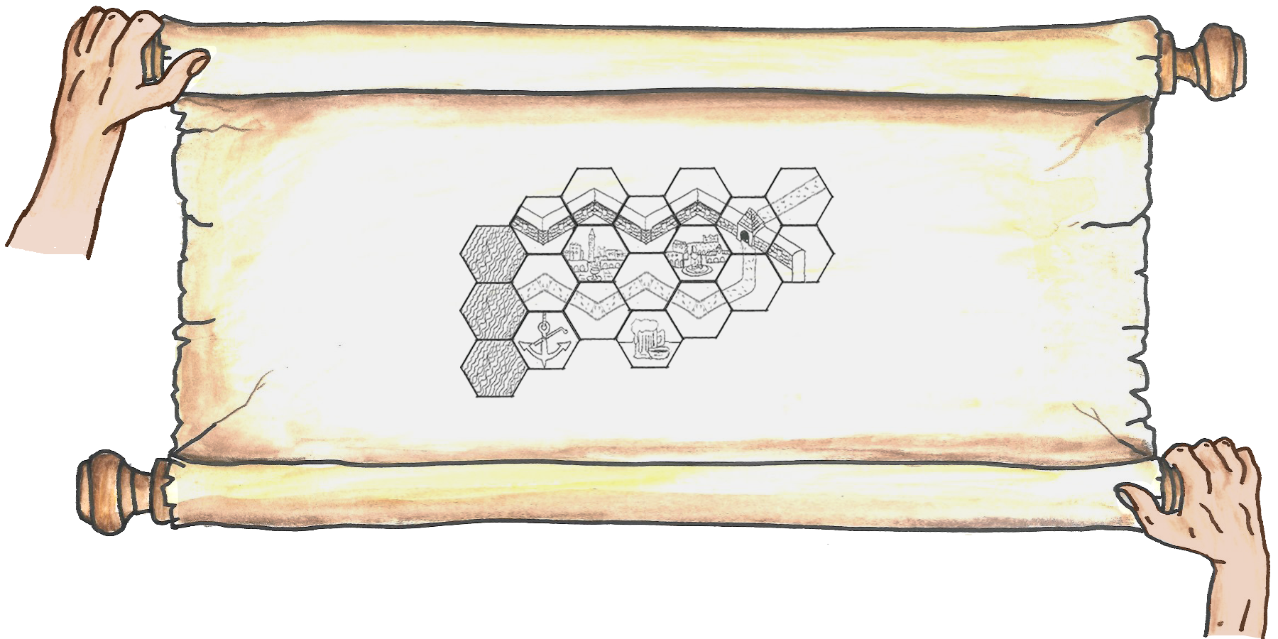 Hand-Drawn Hexagonal Map Tiles by Zorothegallade
