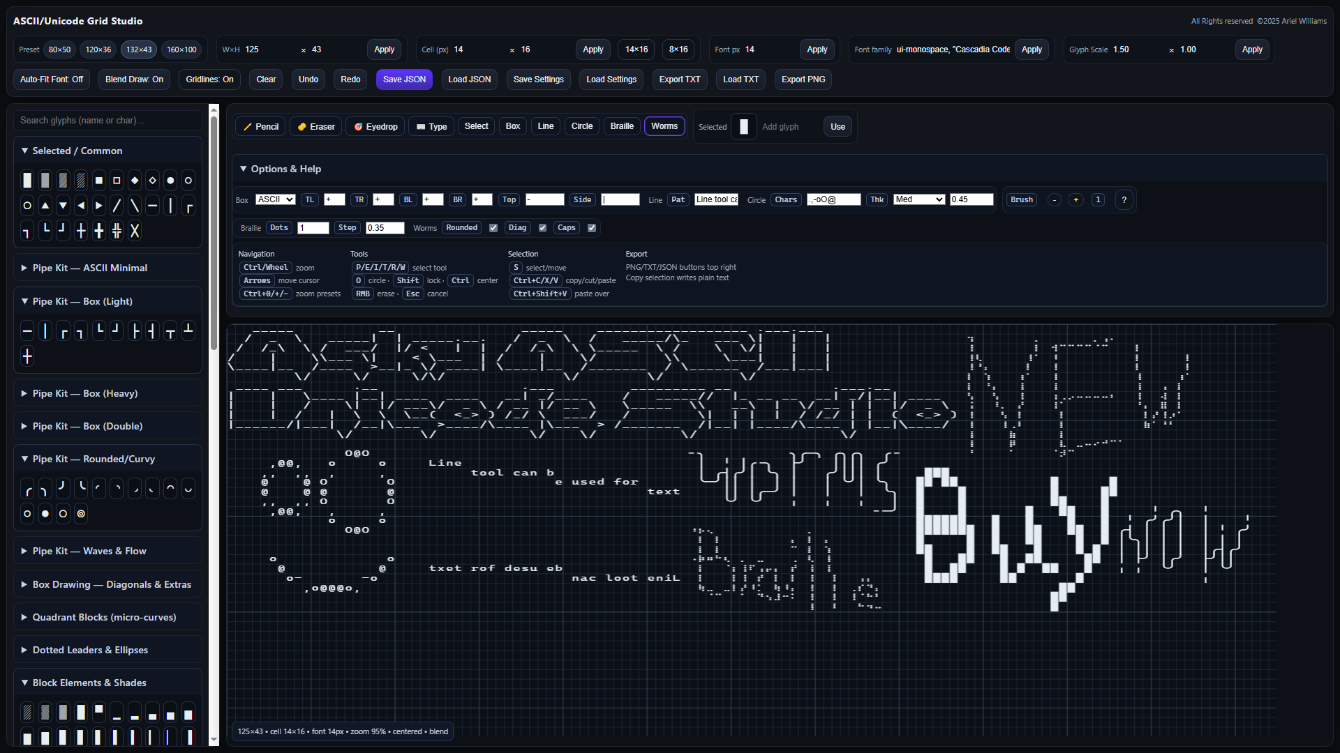 ASky ASCII/Unicode Grid Studio by Foxjammin