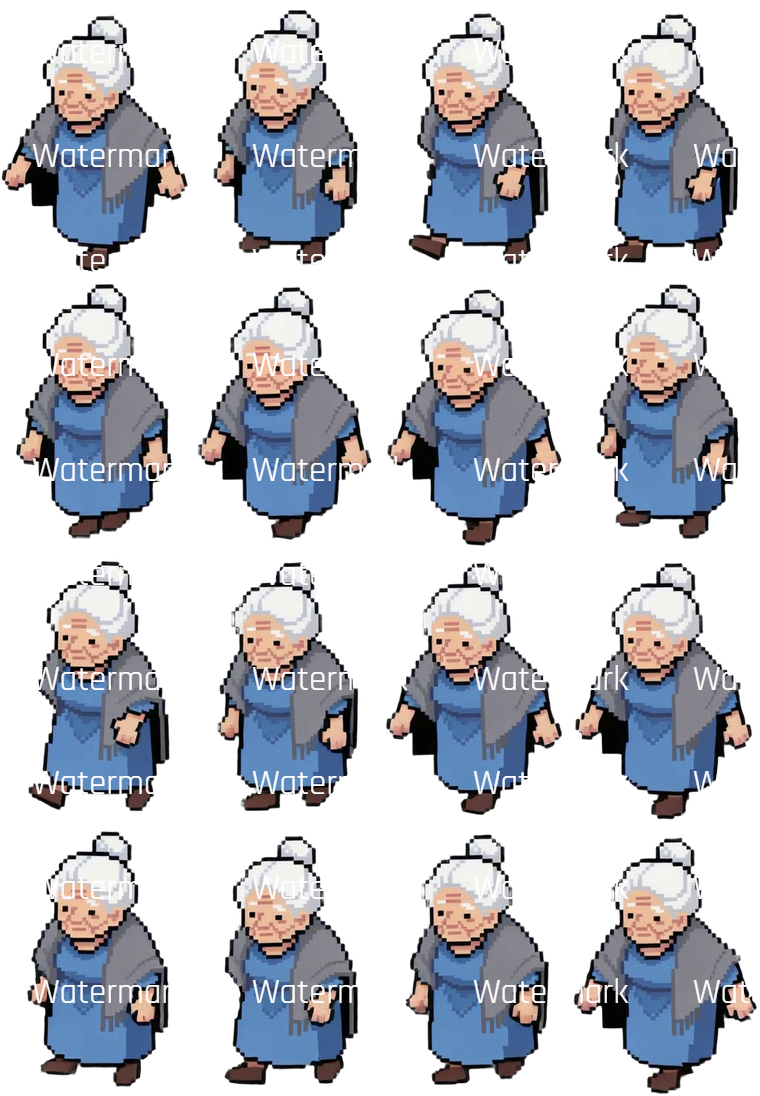 Old Woman Spritesheet Pixelart (Animated) by ToolBoxie