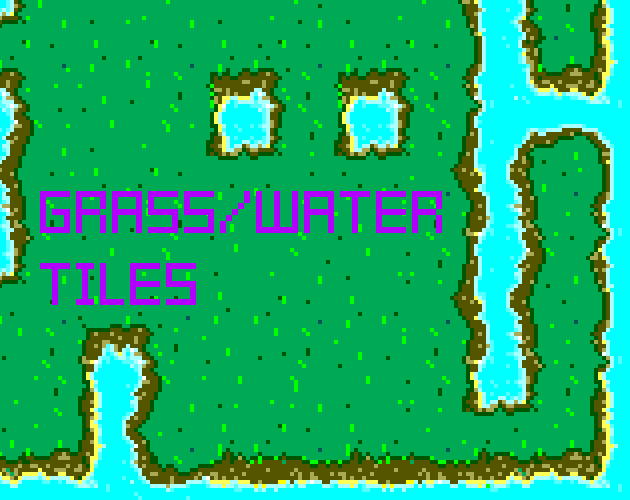 Grass/water pixel tileset by turtletennis