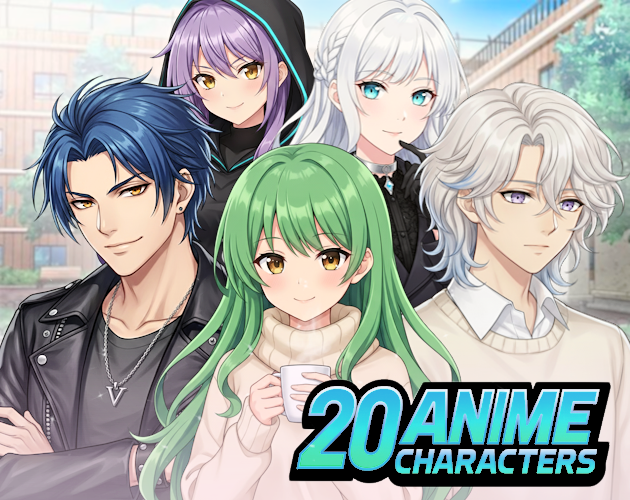 Anime VN Character Assets – Waist-Up Pack (20 Characters) by LunaScript
