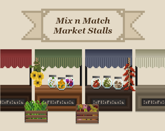 Mix n Match Market Stalls Pixel Art Asset Pack by TheStarvingArtificer