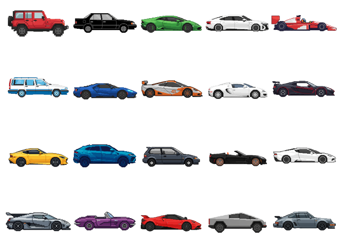 2D Pixel-Art Cars Asset Pack by Dzhek277