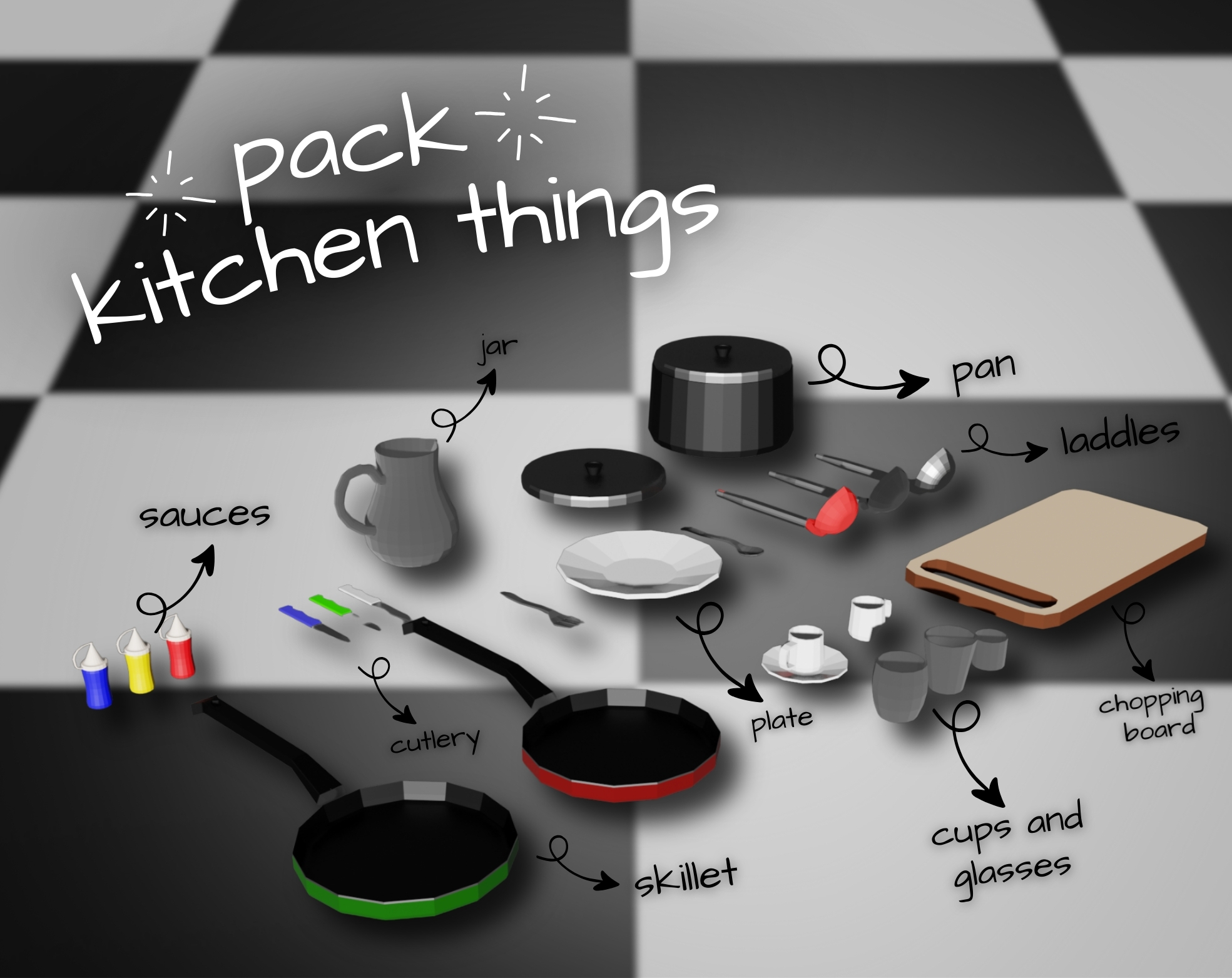 Low Poly Kitchen Things by Ruhig