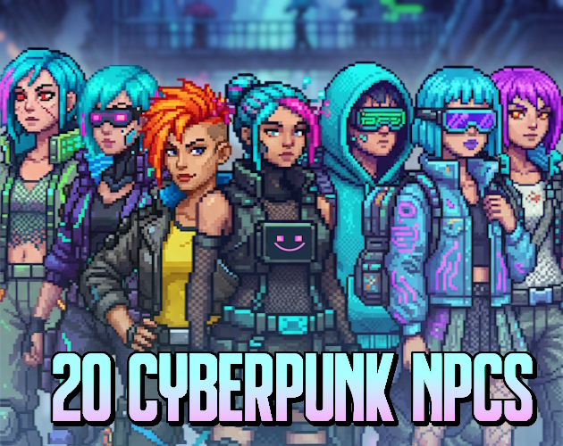 20 Cyberpunk Pixel Art – Civilians Pack by LunaScript