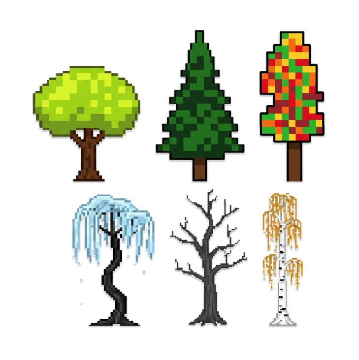 Pixel-Art Trees Asset Pack by Dzhek277