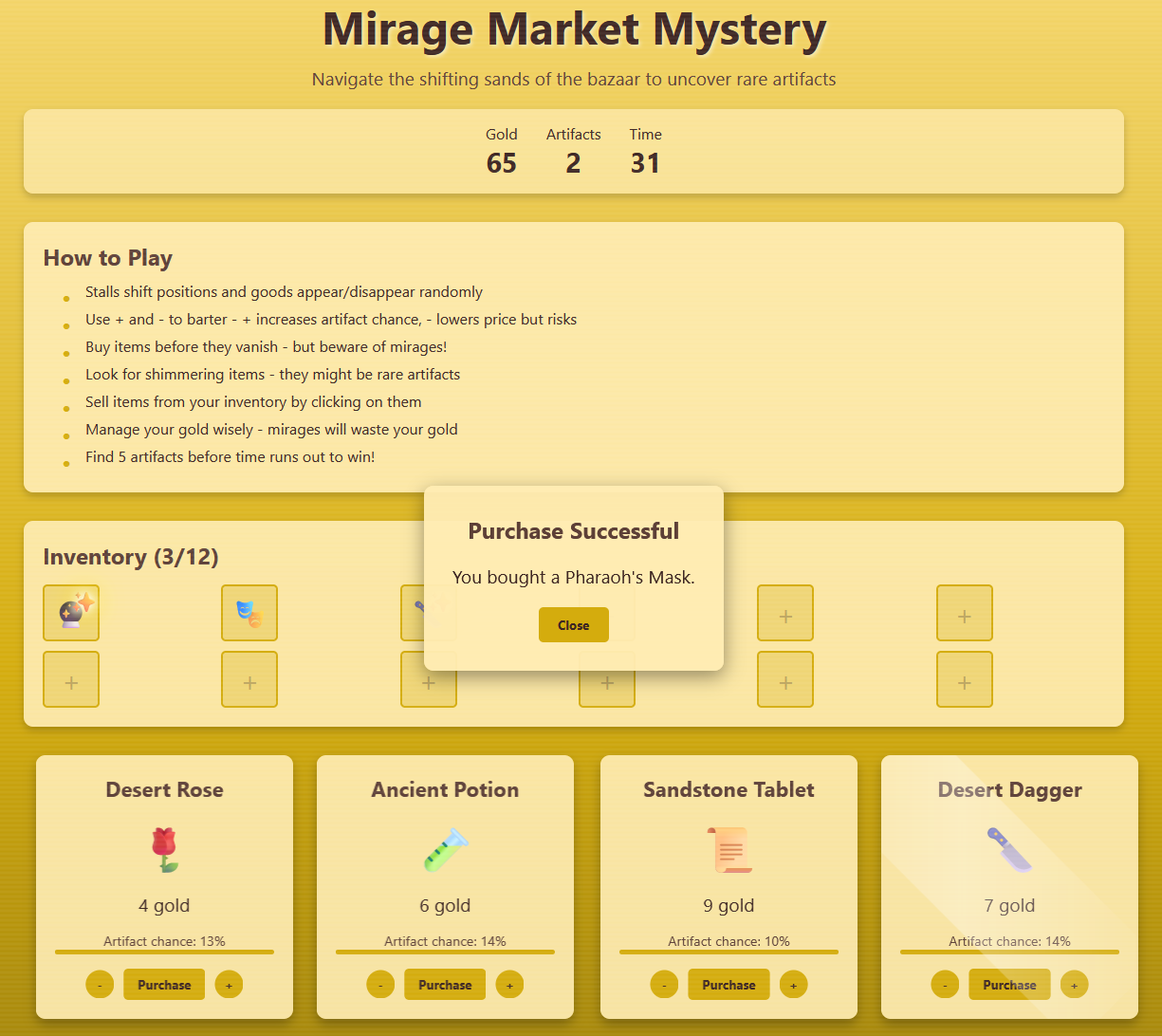 Mirage Market Mystery — A Shifting Bazaar of Artifacts & Mirages ...