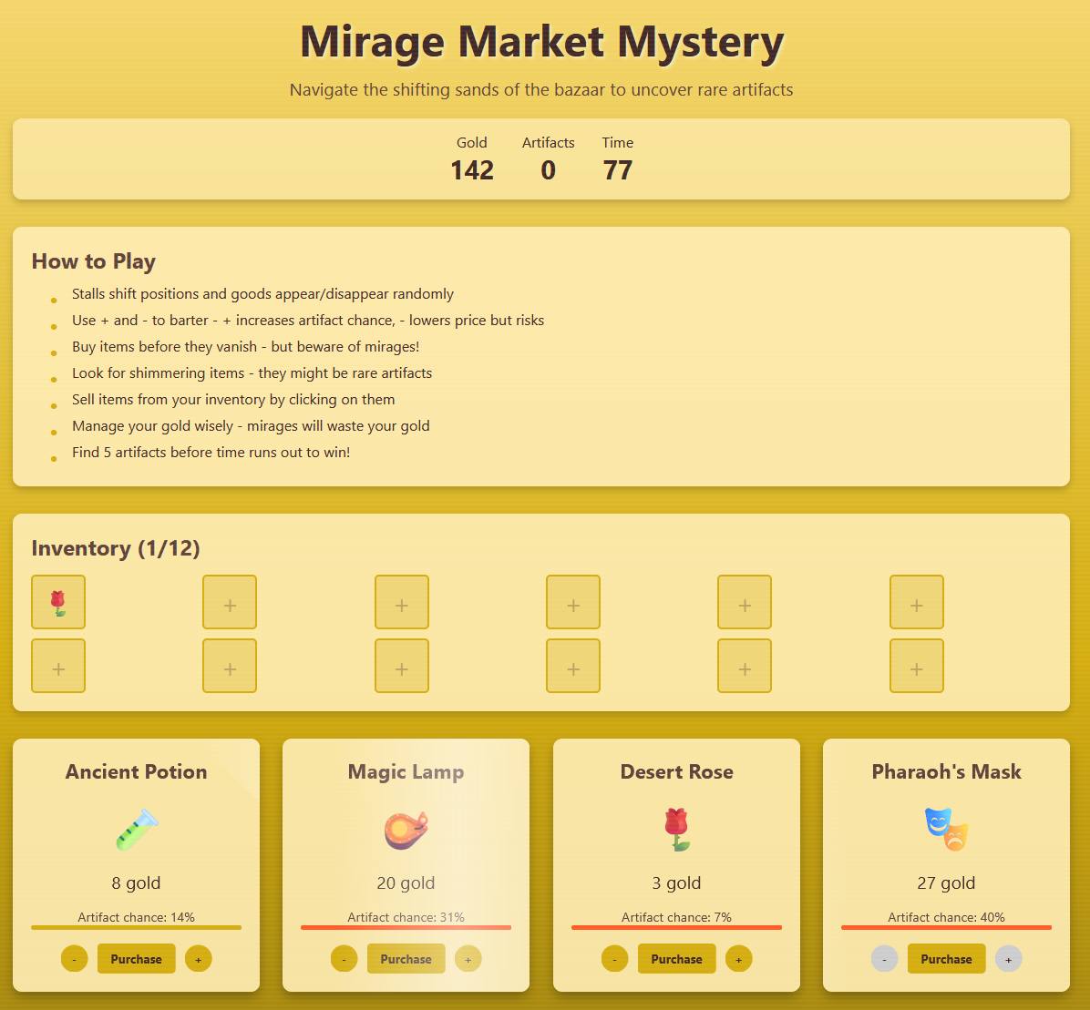 Mirage Market Mystery — A Shifting Bazaar of Artifacts & Mirages ...