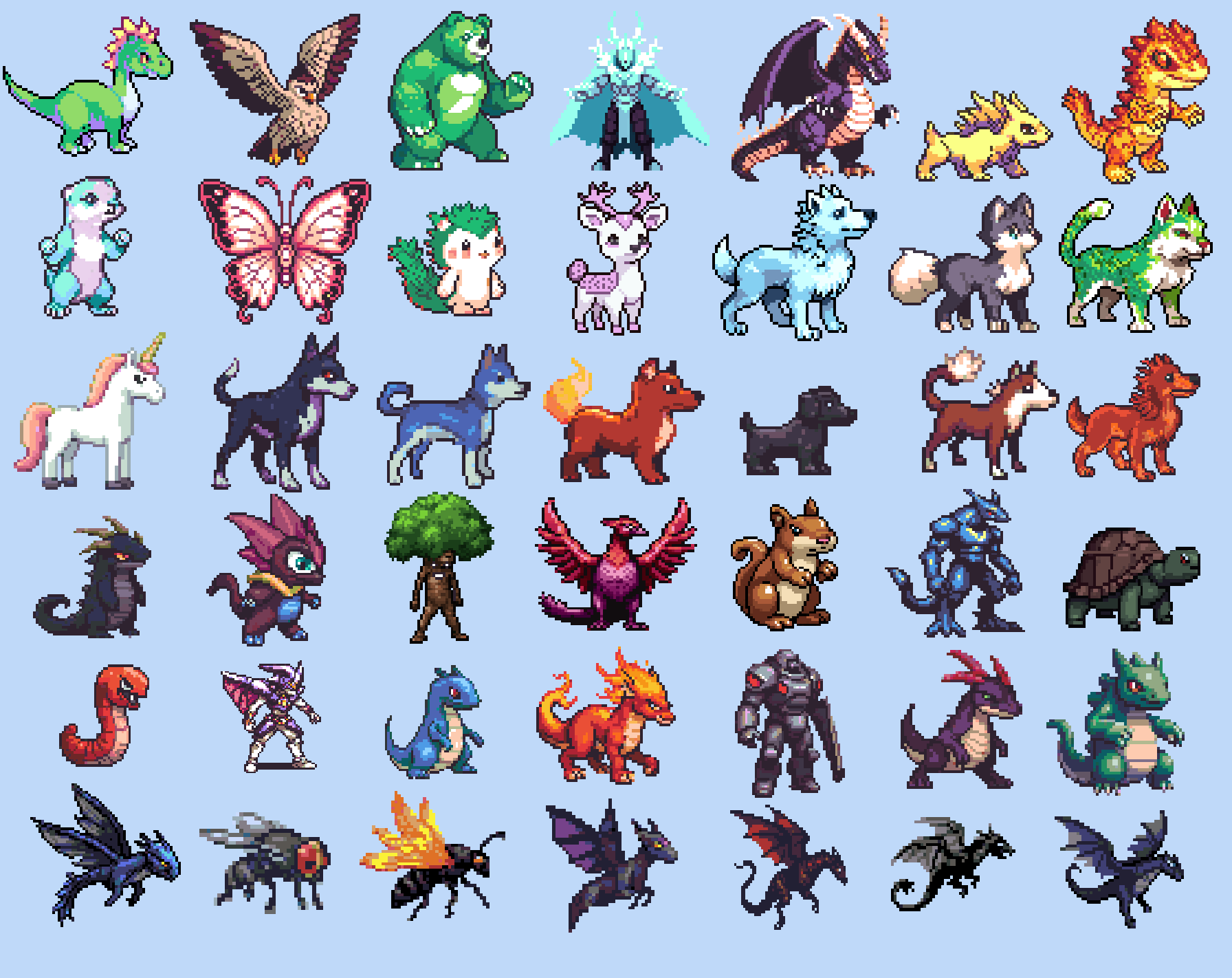 Update 1.04 - Added 7 Flying Sprites - 41+ Creatures, 64x64, 2D ...