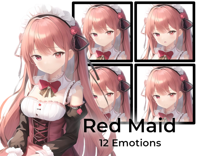 Free Visual Novel Character - Red Maid by WineChan