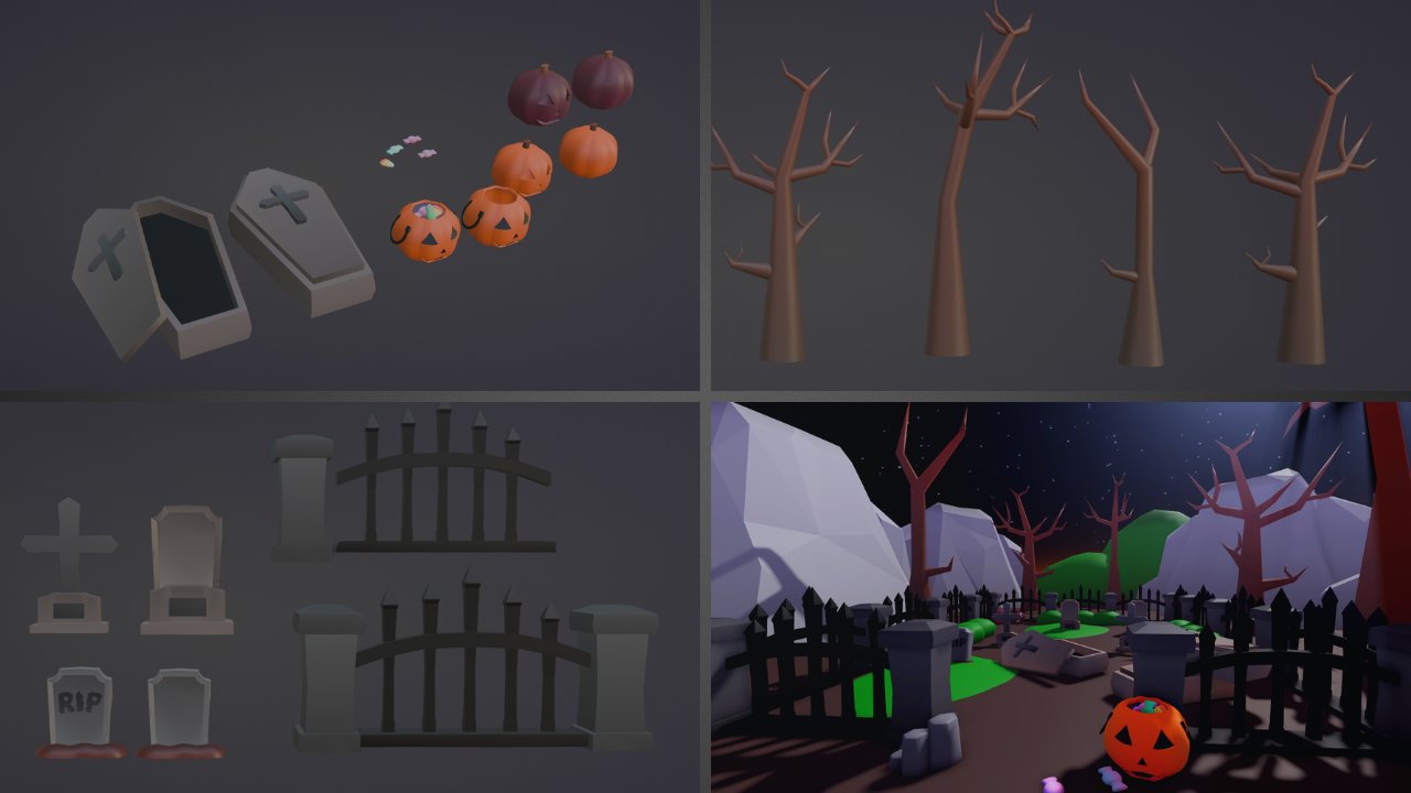 Lowpoly Mini Halloween Asset Pack 🎃 by Alessa's 3D Art