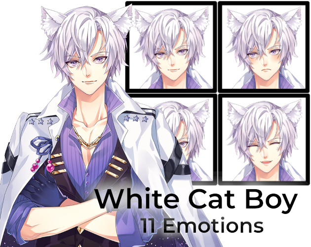 Free Character - White Cat Boy by WineChan