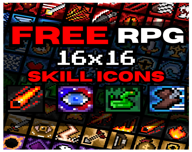 40+ FREE PIXEL RPG SKILL ICONS ( 16x16 GUI and Status ICONS by KURΛI