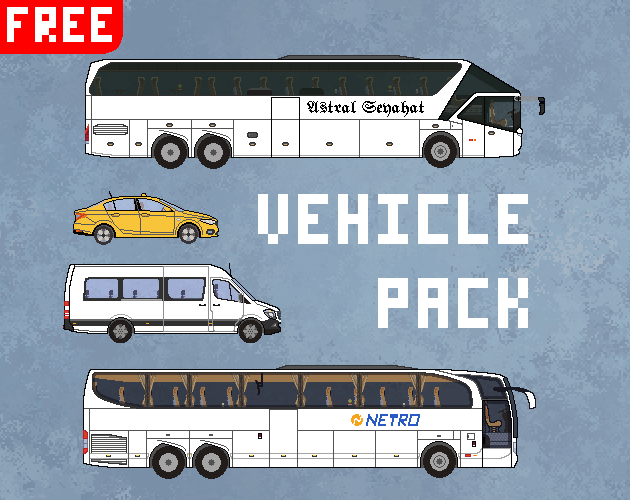 2D Pixel Art Vehicles Bus by furkanakkurt