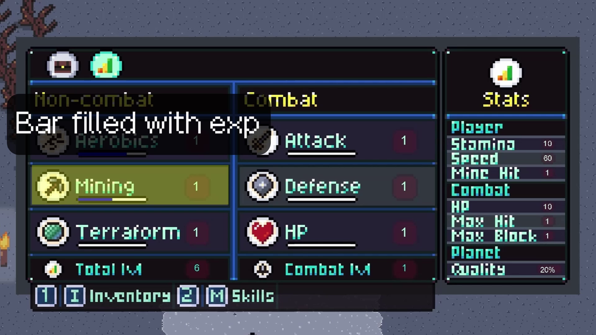 EXP Bars and a Cleaner Menu in Stellaria: A New Home - itch.io