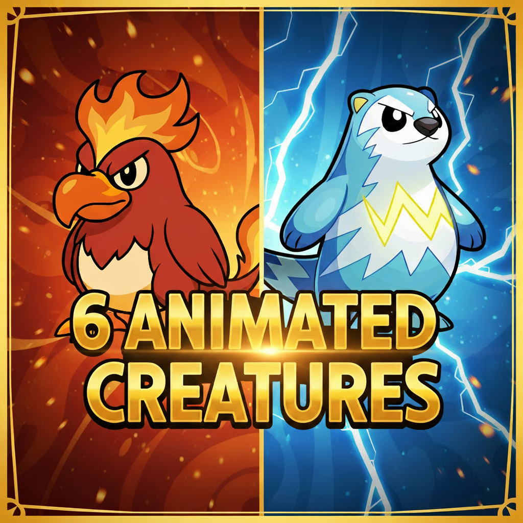 6 Fully Animated Creatures Asset Pack 3 by crockiestar