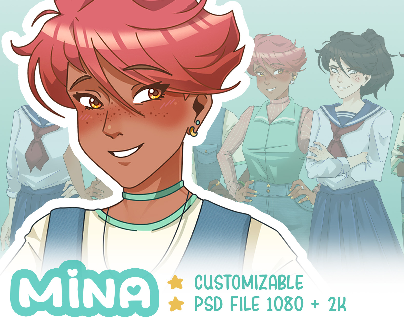 Mina- Visual Novel Sprite Set by ConR4DIC4L