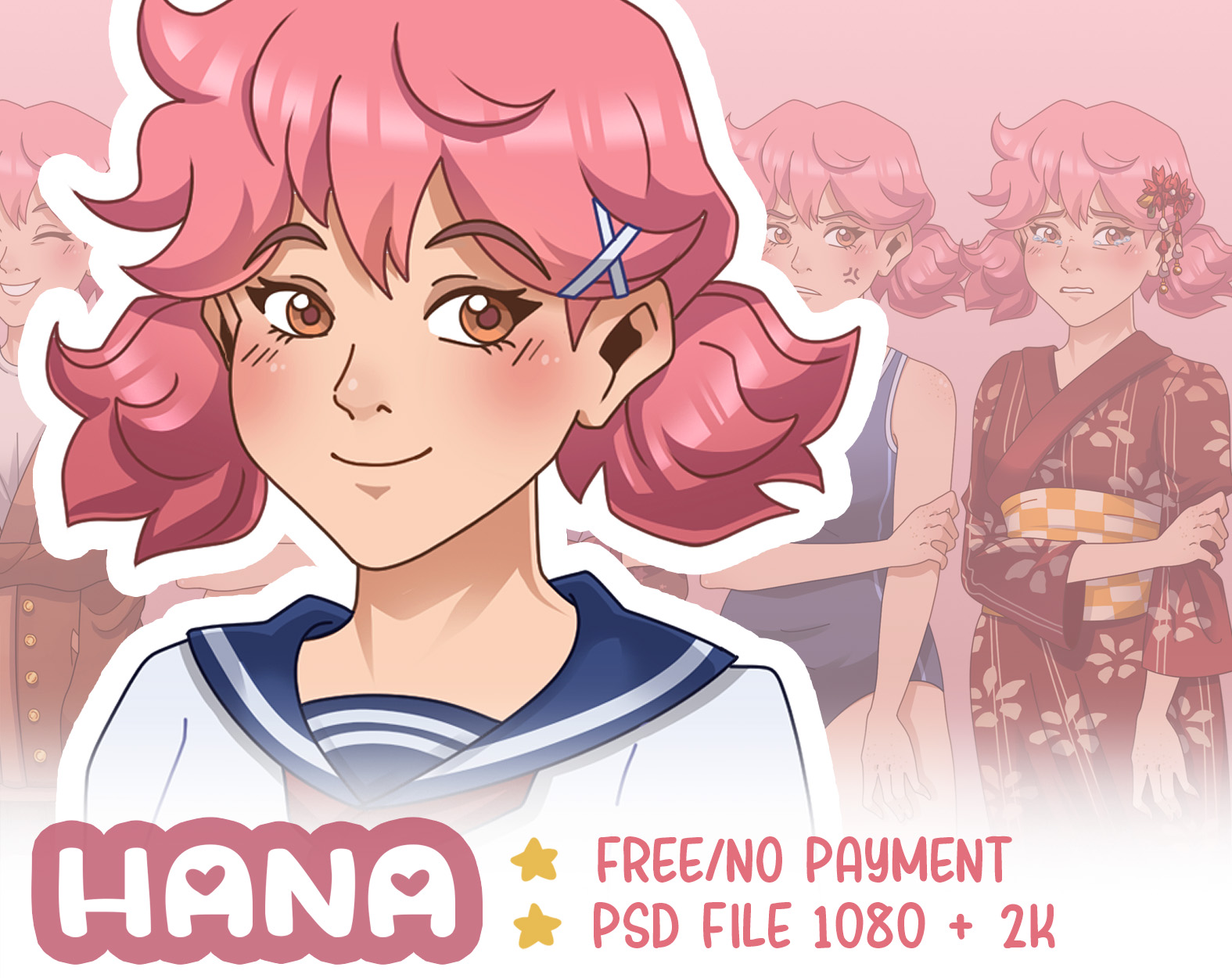 Hana- Visual Novel Sprite Set by ConR4DIC4L