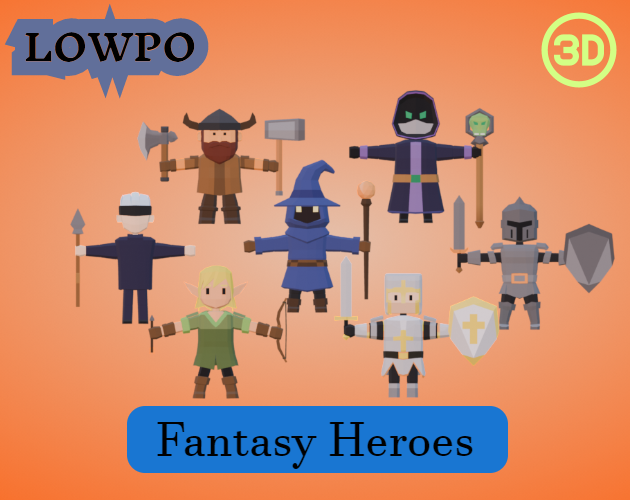 ⚔️ Fantasy Heroes – Low Poly 3D Characters (Unity, Unreal, Godot Ready ...