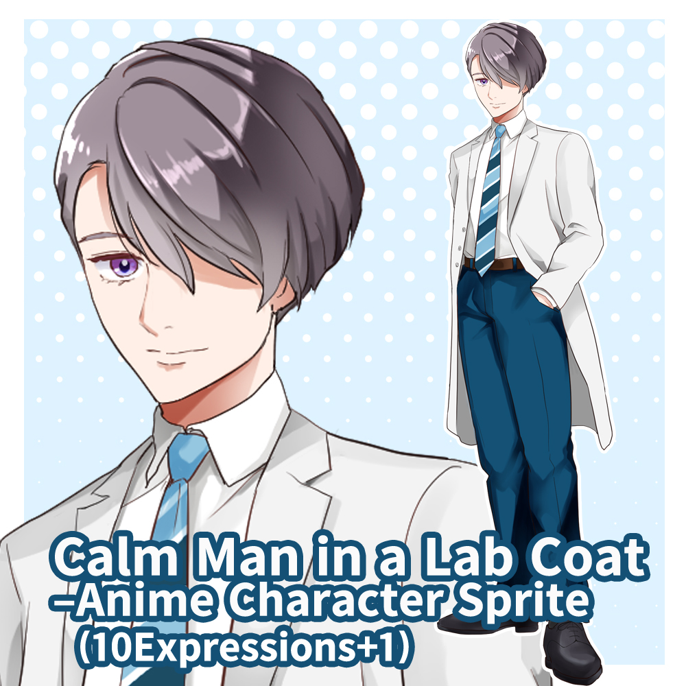 Calm Man in a Lab Coat -Anime Character Sprite(10expressions+1) by ...