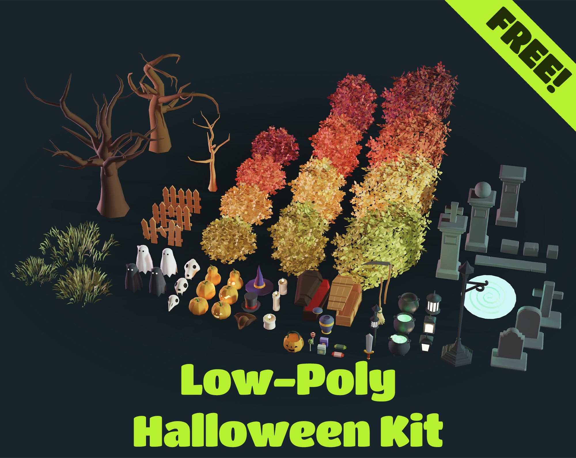 Updated vegetation and additional meshes! - Free Low-Poly Halloween Kit ...