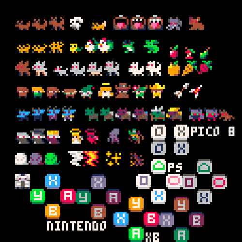 v0.13_251021 - 8*8 roguelike tileset with PICO-8 color palette by ink_slime