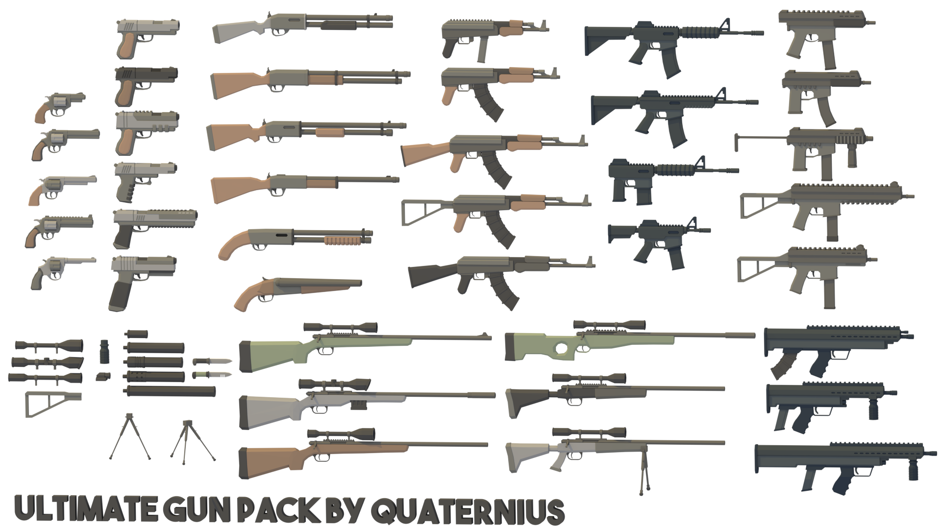 50+ LowPoly Guns by Quaternius