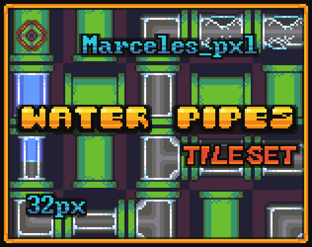 Water pipes tileset in pixel art by marceles 🌴