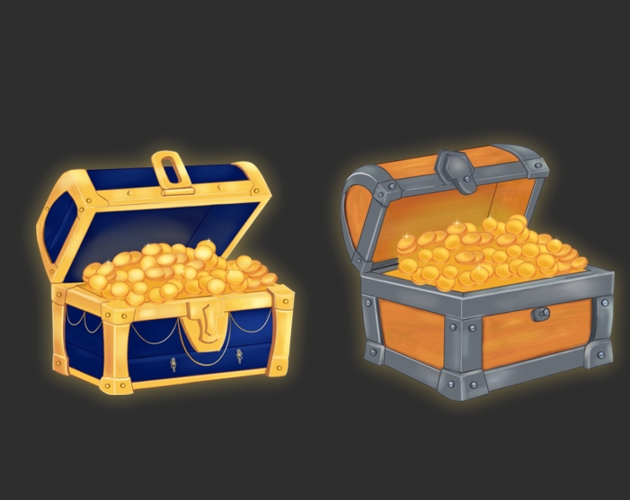 Treasure Chest Pack - Royal Blue & Wooden Styles by Viyan Games