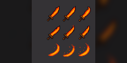 🔥🗡Flaming Sword Sprite Pack – 2D RPG Weapon Animation by Smoker