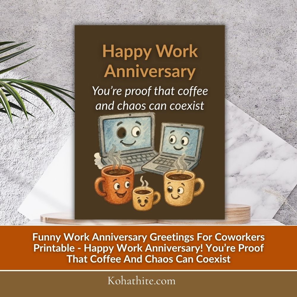 Funny Work Anniversary Greetings For Coworkers Printable by Kohathite