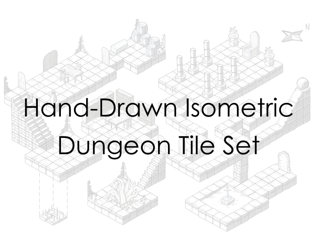 Hand-Drawn Isometric Dungeon Tile Set by scripted_realms