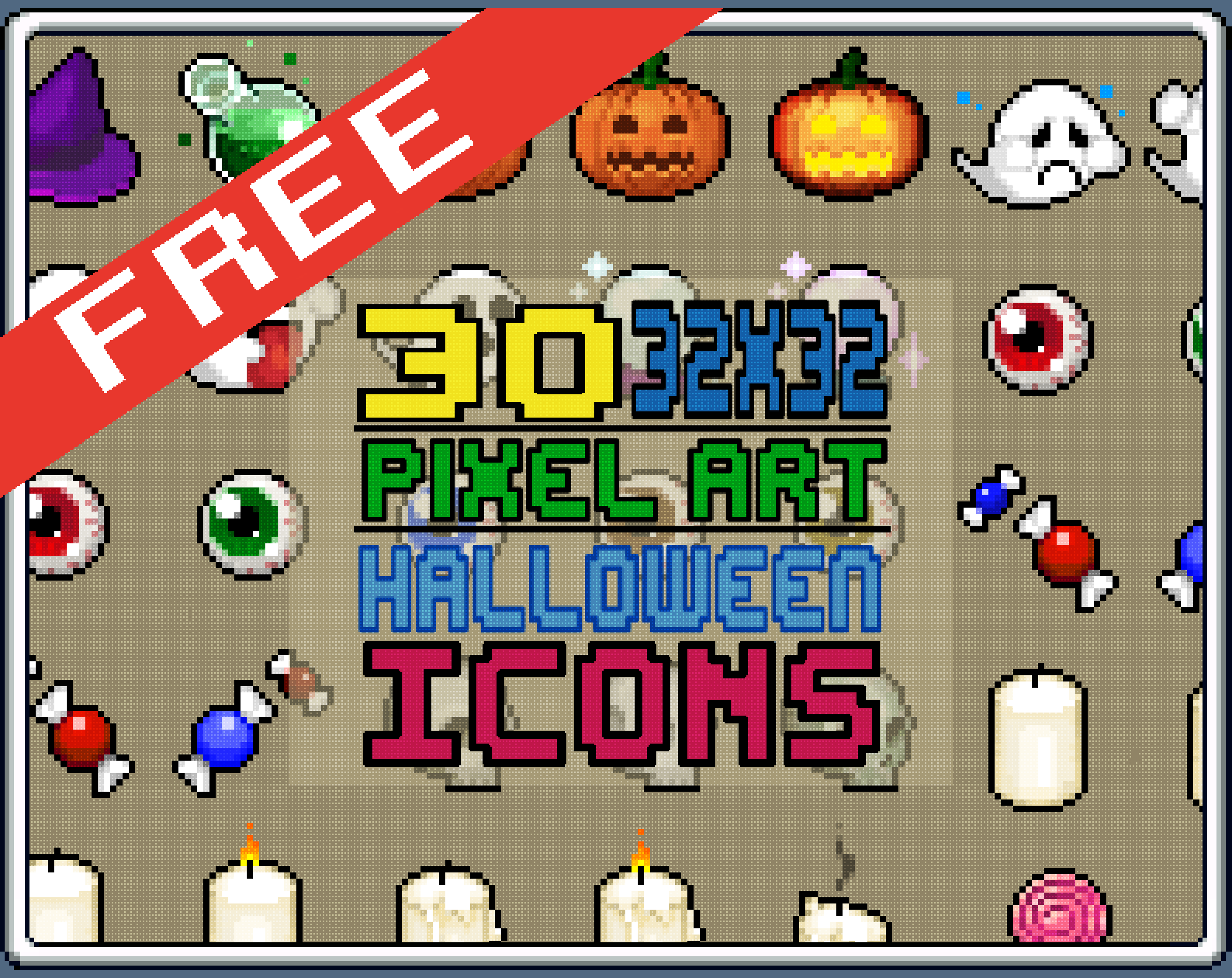 30 FREE 32x32 Pixel art Halloween Icons by Albhedo’s Workshop