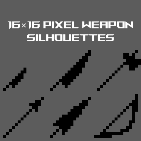 16x16 Pixel Weapon Silhouettes by quietcricket