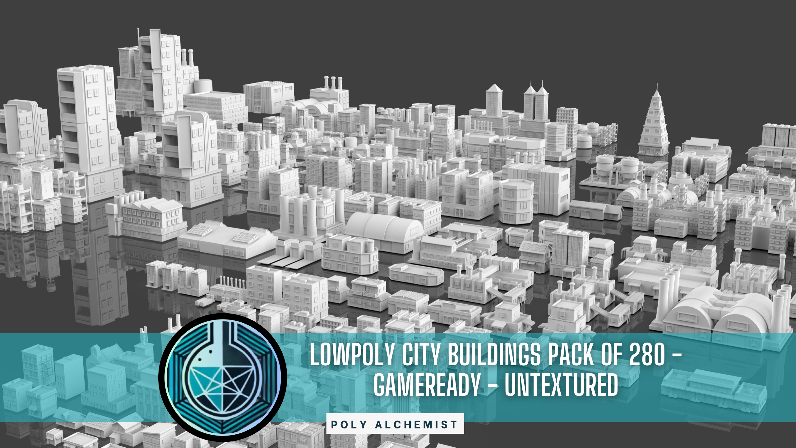 Low Poly City Buildings Pack Of 280 - Game Ready - Untextured by poly ...