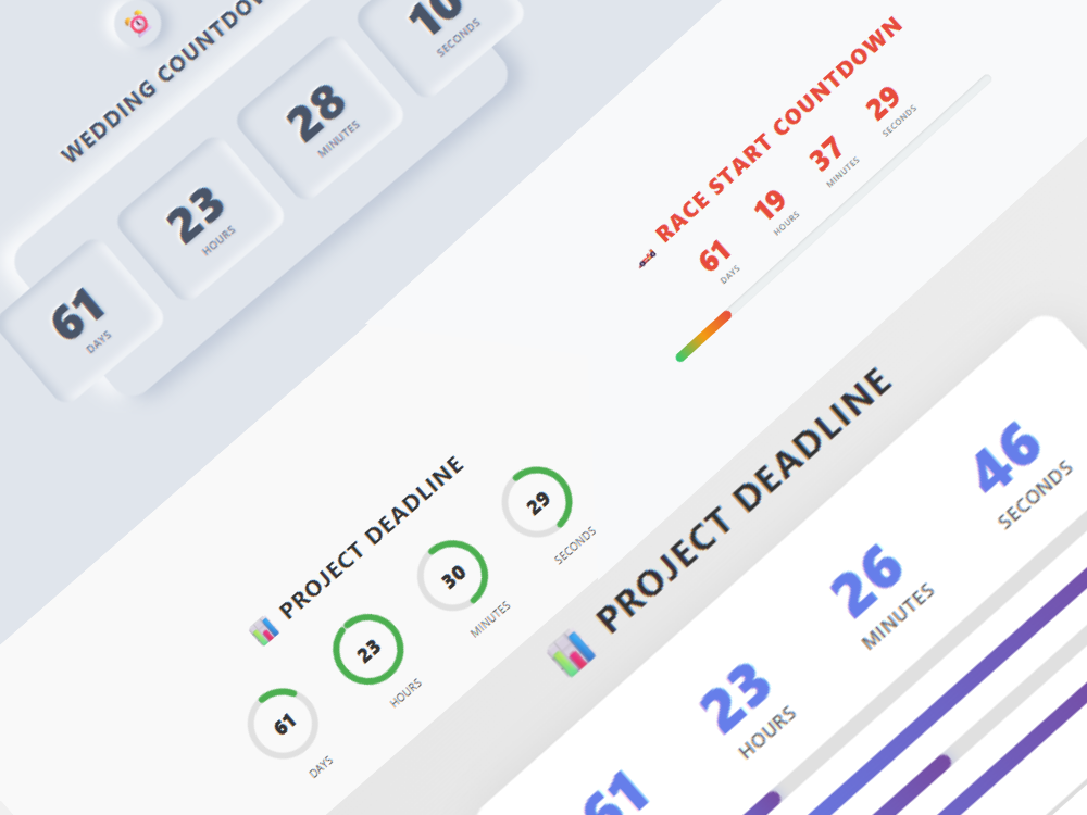 Countdown Timer Collection – 20 Unique Styles by VividUI