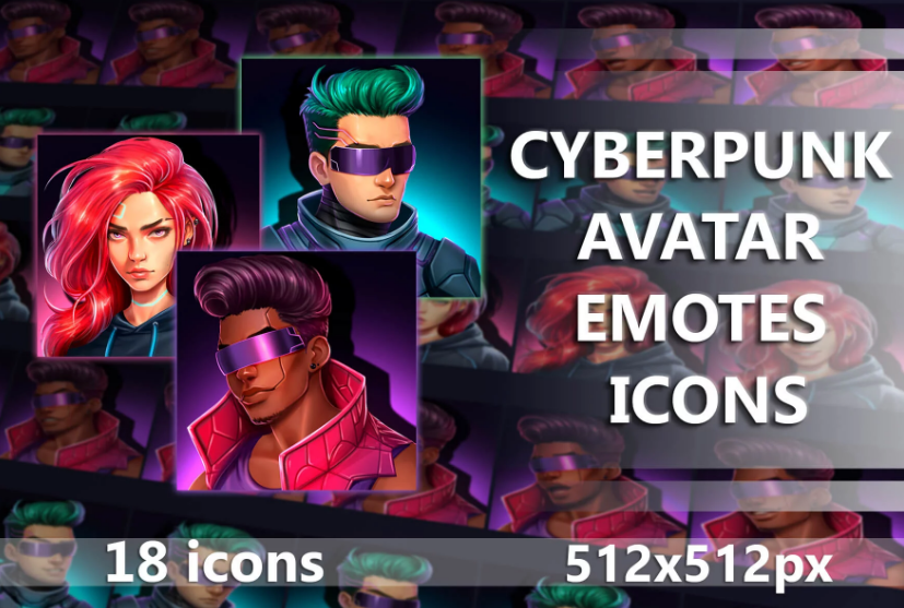 Cyberpunk Avatar Emotes 512×512 Icons - itch.io