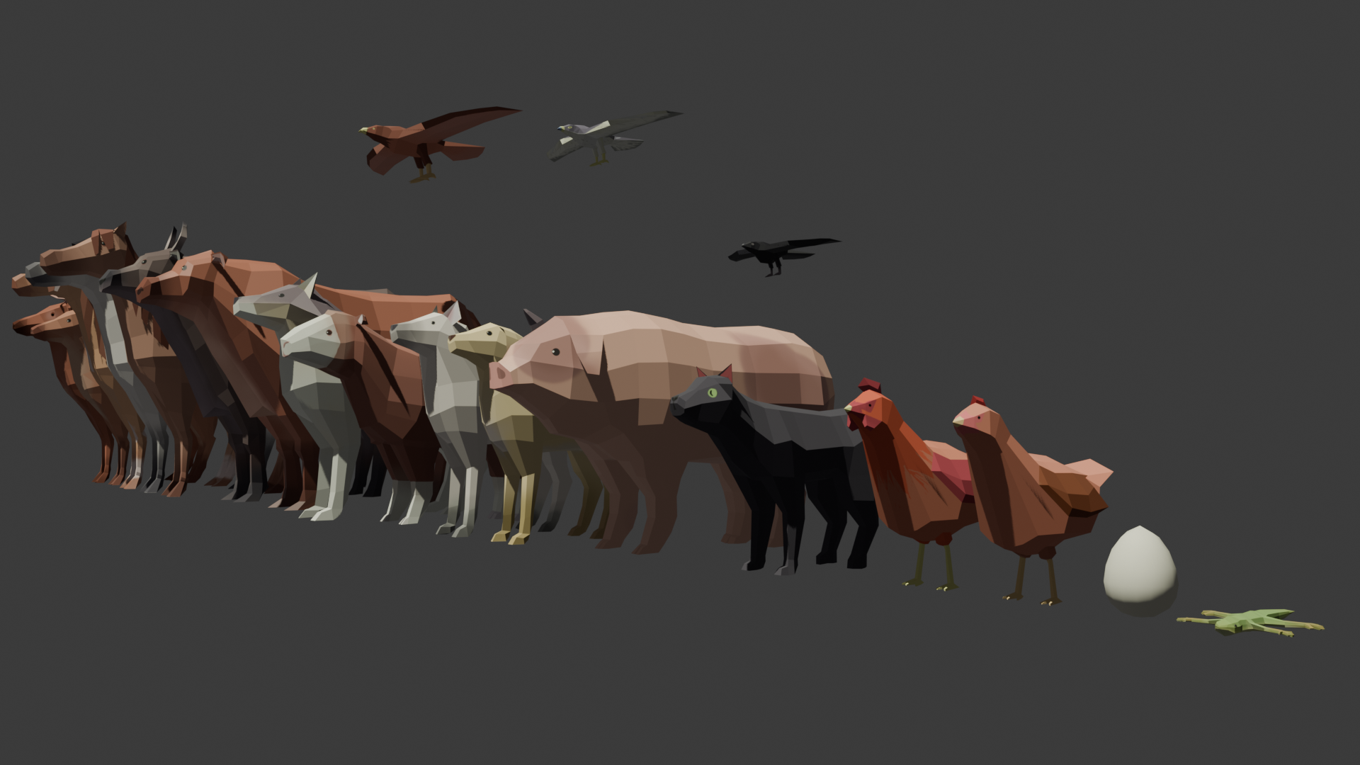 Pack of 20 rigged low poly animals by Hugo A Munoz