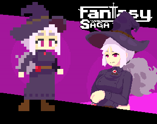 2D Pixel Art Character + Portrait - Fantasy Saga #4 - Dark witch by ApyrYon