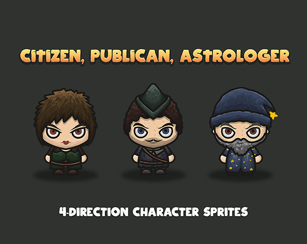 Citizen, Publican, Astrologer 4-Direction Sprites by Free Game Assets ...