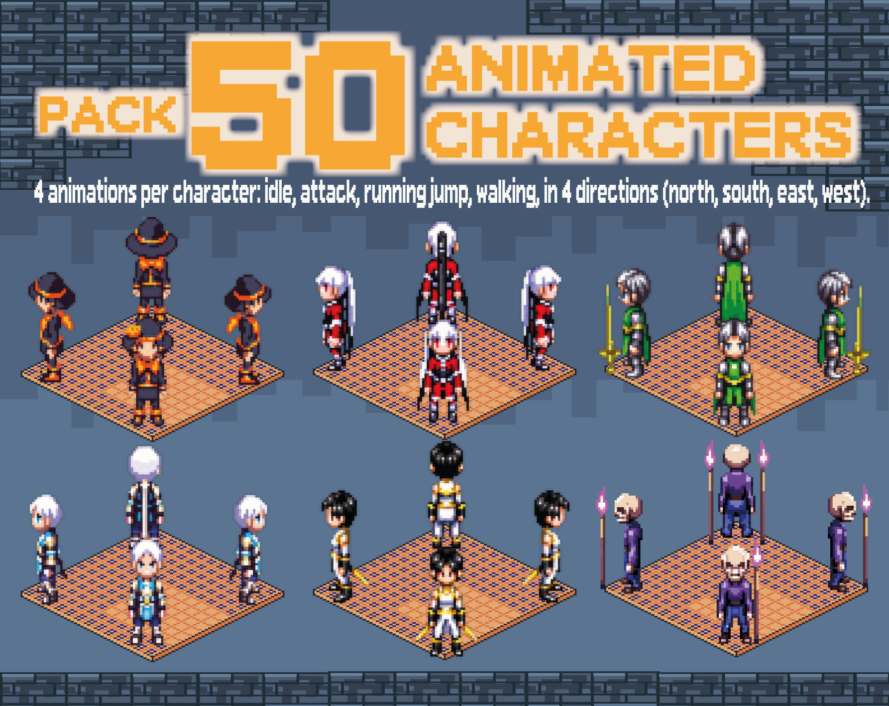 Animated Pixel Pack: 50 Characters 64x64 by VANNArt