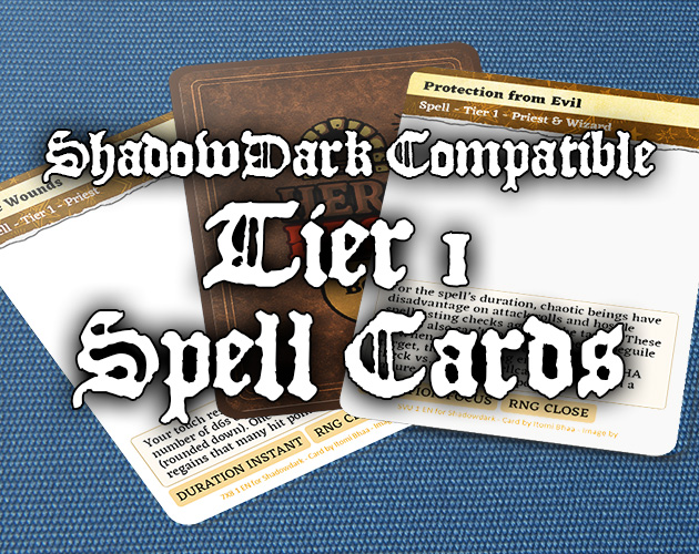 ShadowDark Tier 1 Spell Cards - For Priests & Wizards by Itomi Bhaa
