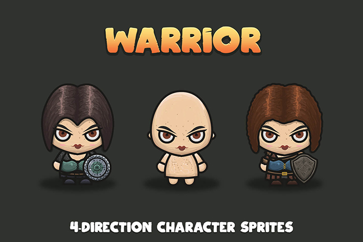 Woman Warrior 4-Direction 2D Sprites by Free Game Assets (GUI, Sprite ...