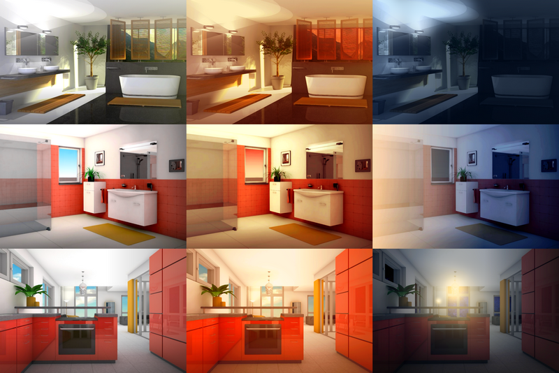 Contemporary Kitchen and Bathroom Pack: 9 Visual Novel Backgrounds by ...