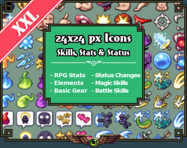 Pixel Fantasy RPG Icons Skills & Status 24×24 by Thomas Feichtmeir ...