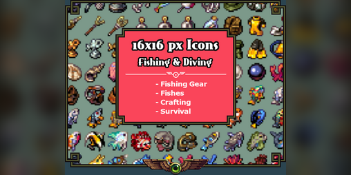 Pixel RPG Icons Fishing 16x16 by Thomas Feichtmeir "Cyangmou"