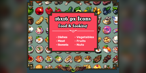 Pixel RPG Icons Food & Cooking 16x16 by Thomas Feichtmeir "Cyangmou"