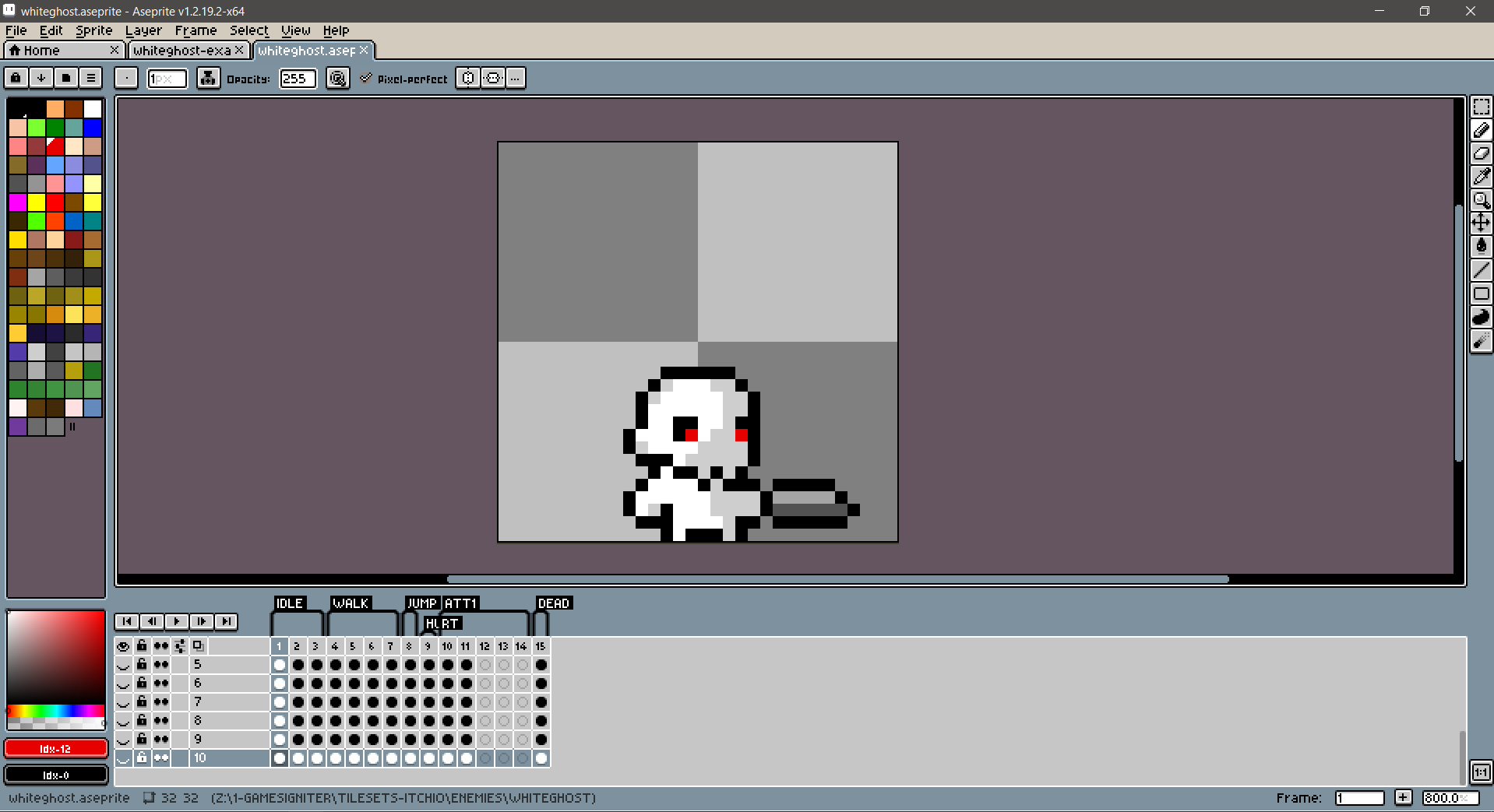Pixel Enemies - Ghost with sword by Games Igniter