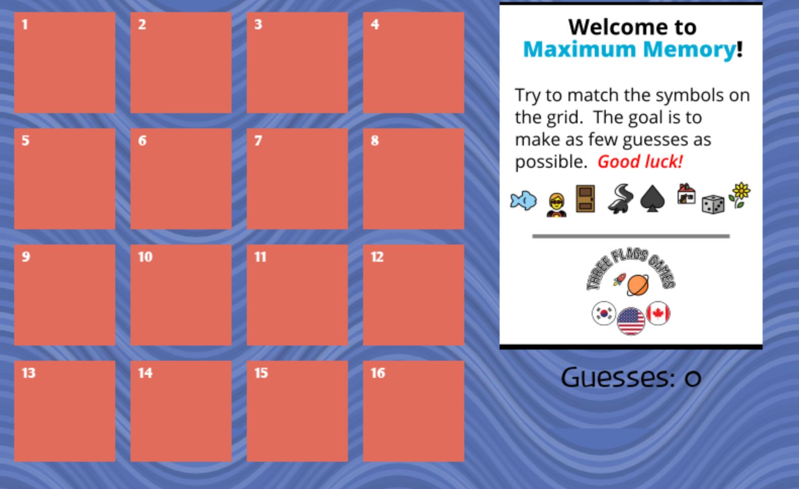 Maximum Memory by Three Flags Games