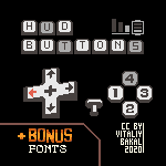 Pixel button prompts+interface+bitmap fonts asset pack by CobraLad